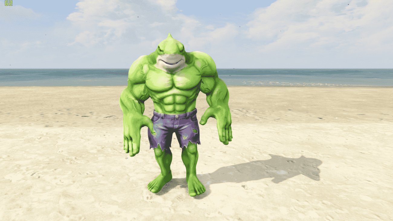 GTA 5 Mods Shark Hulk Addon Ped+FiveM| GTA5MODX