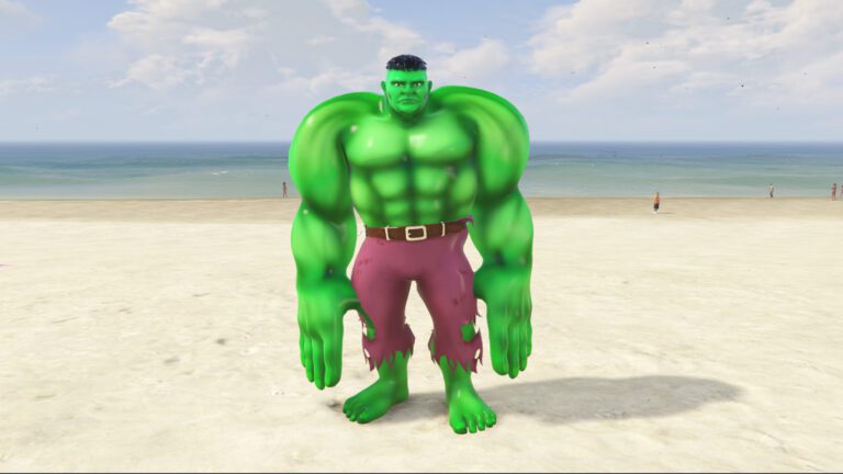 GTA 5 Mods Green Muscular Hulk AddonPed+FiveM| GTA5MODX